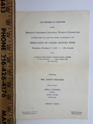 1960 Brandeis University Adele Addison Opera Singer Vintage | eBay