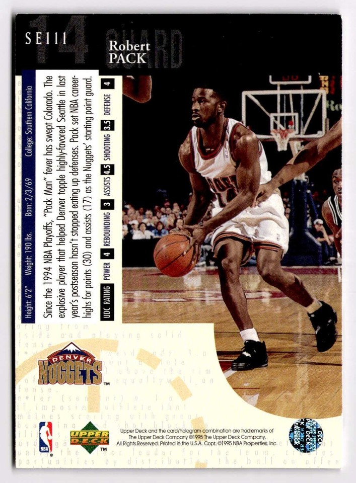 1995 Upper Deck - Robert Pack #SE111 Denver Nuggets | eBay