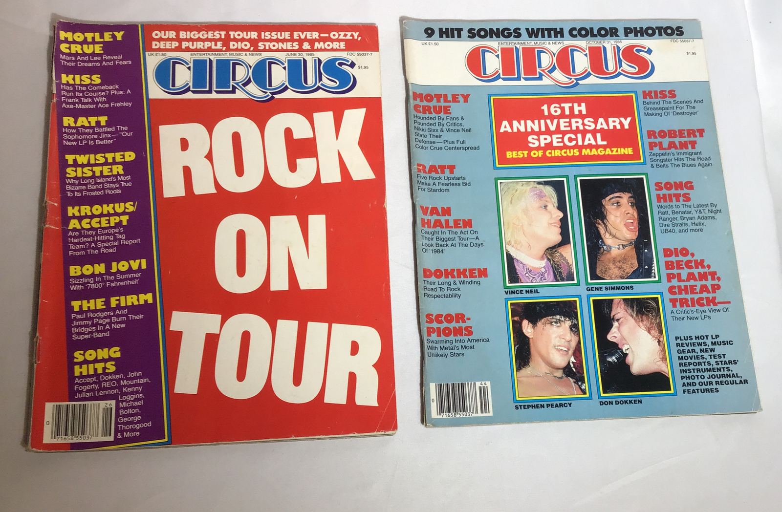 LOT OF 6 CIRCUS MAGAZINES 1985. Jan April Jun Aug Oct Dec KISS IRON ...