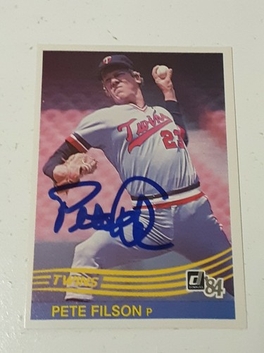 Pete Filson Minnesota Twins 1984 Donruss Autograph Card #194 READ ...