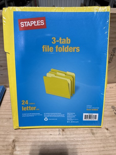 Staples 3-tab File Folders,Yellow,Letter Size,24 pack,#659800, 10% ...