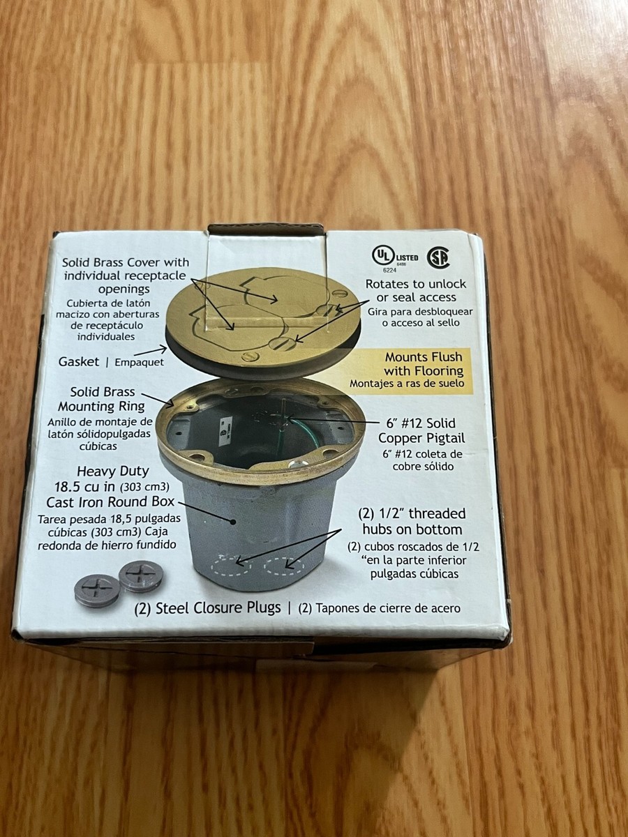 Flush Mount Floor Receptacle UPC 57T B F 6 2" Wood Outlet, TFS,