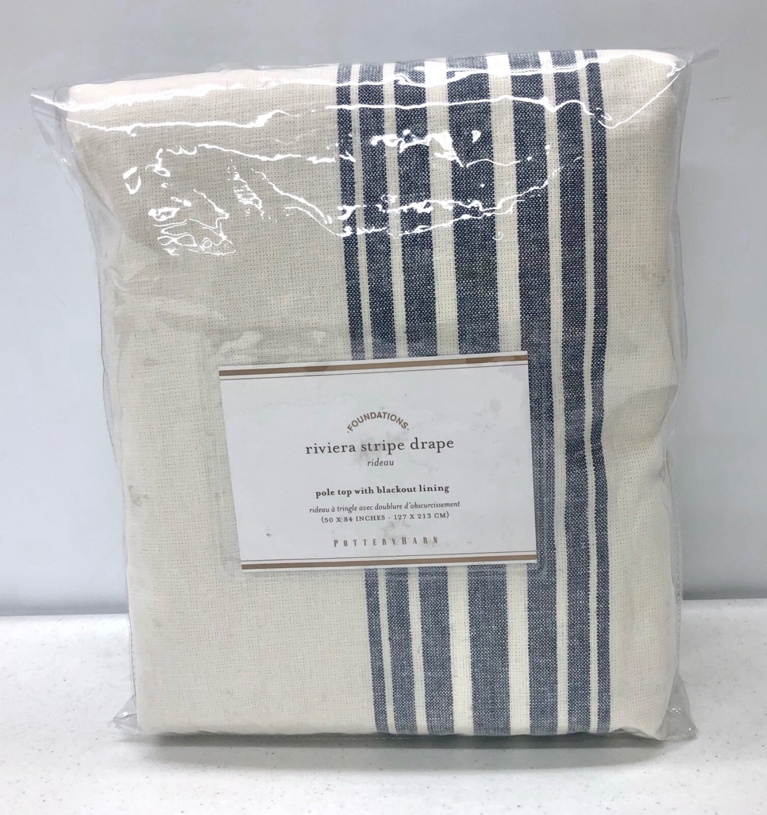 NEW Pottery Barn CUSTOM Riviera Striped 50 x 82.5" Curtain~BLACKOUT ...