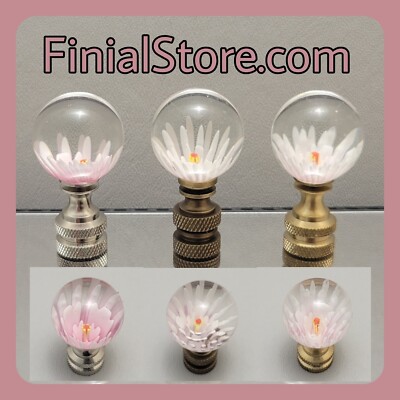 Lilac Flower Infused Glass Lamp Finial Nickel/Polished/Antique Brass ...