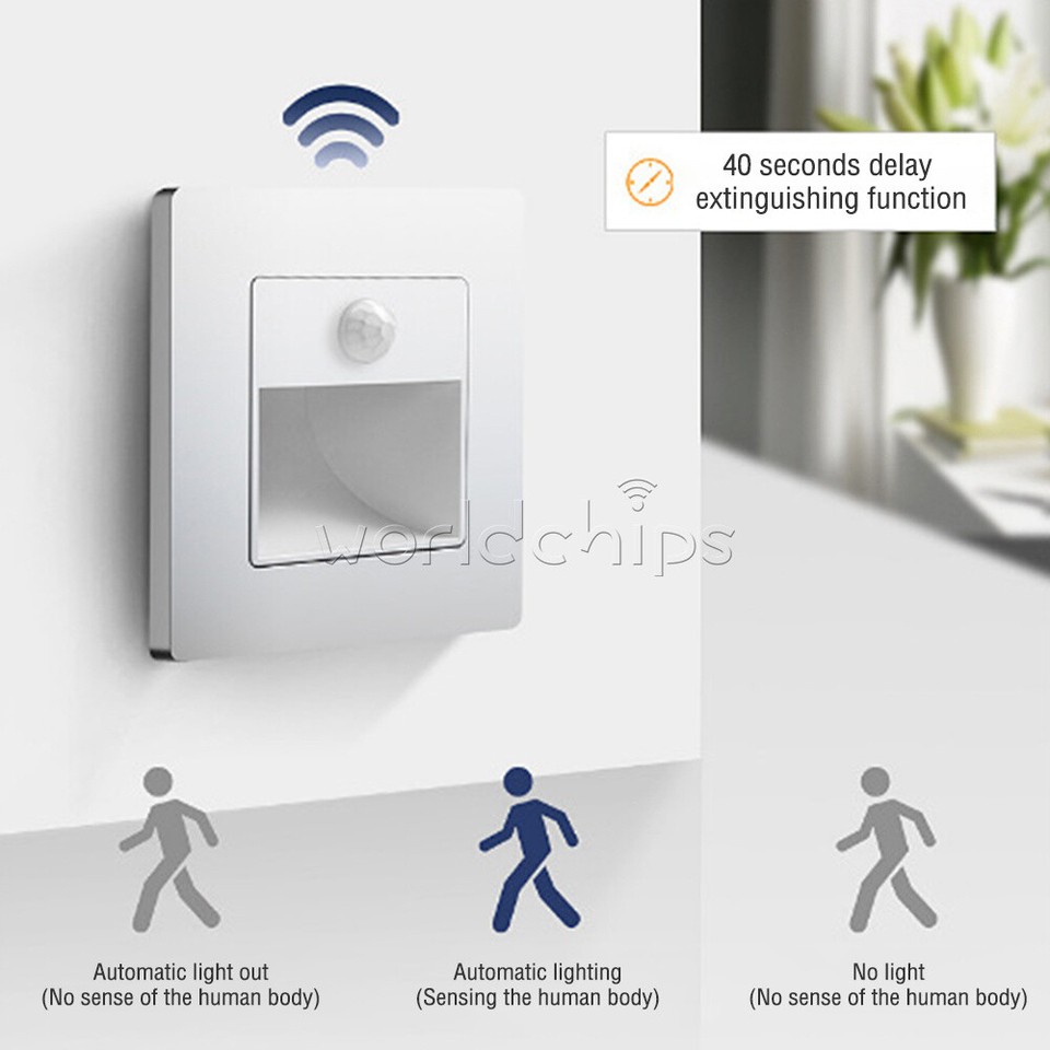 PIR Motion Sensor Floor Pathway Lamp LED Wireless Step Stair Auto Night ...