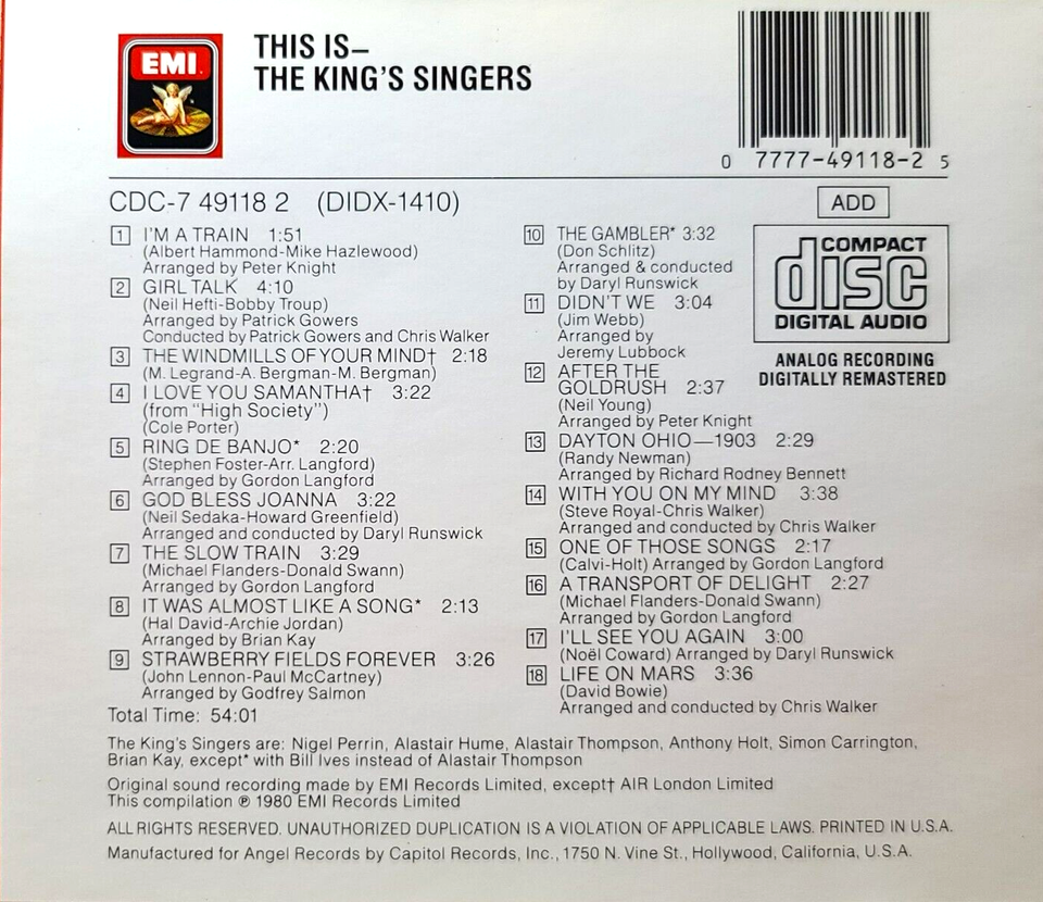 This Is the King's Singers King's Singers CD EXCELLENT / MINT COND ...