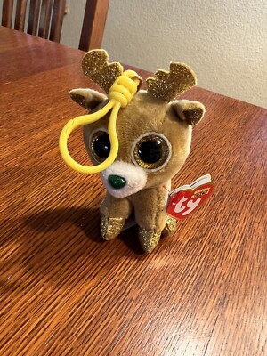 Ty Beanie Boos Glitzy the Reindeer Mini Plush Stuffed Keychain Clip ...