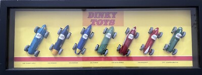 Dinky Toys -Racing Car Set Including Rare Ferrari In Wooden Glass Front ...