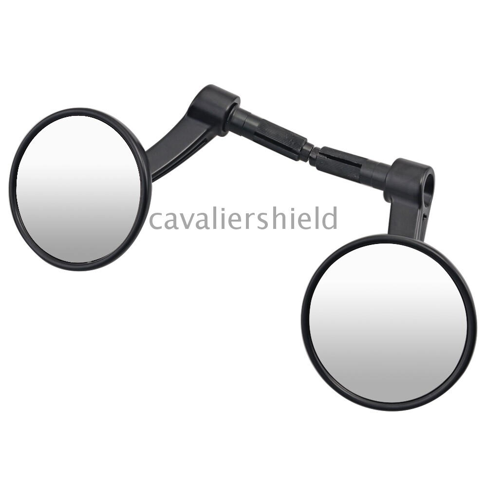 2Pcs Black 7/8" Motorcycle Round Handle Bar End Rearview Side Mirrors ...