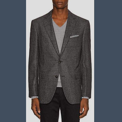 NWT $1495 Pal Zileri Classic Fit Check Wool Blend Sport Coat Black ...