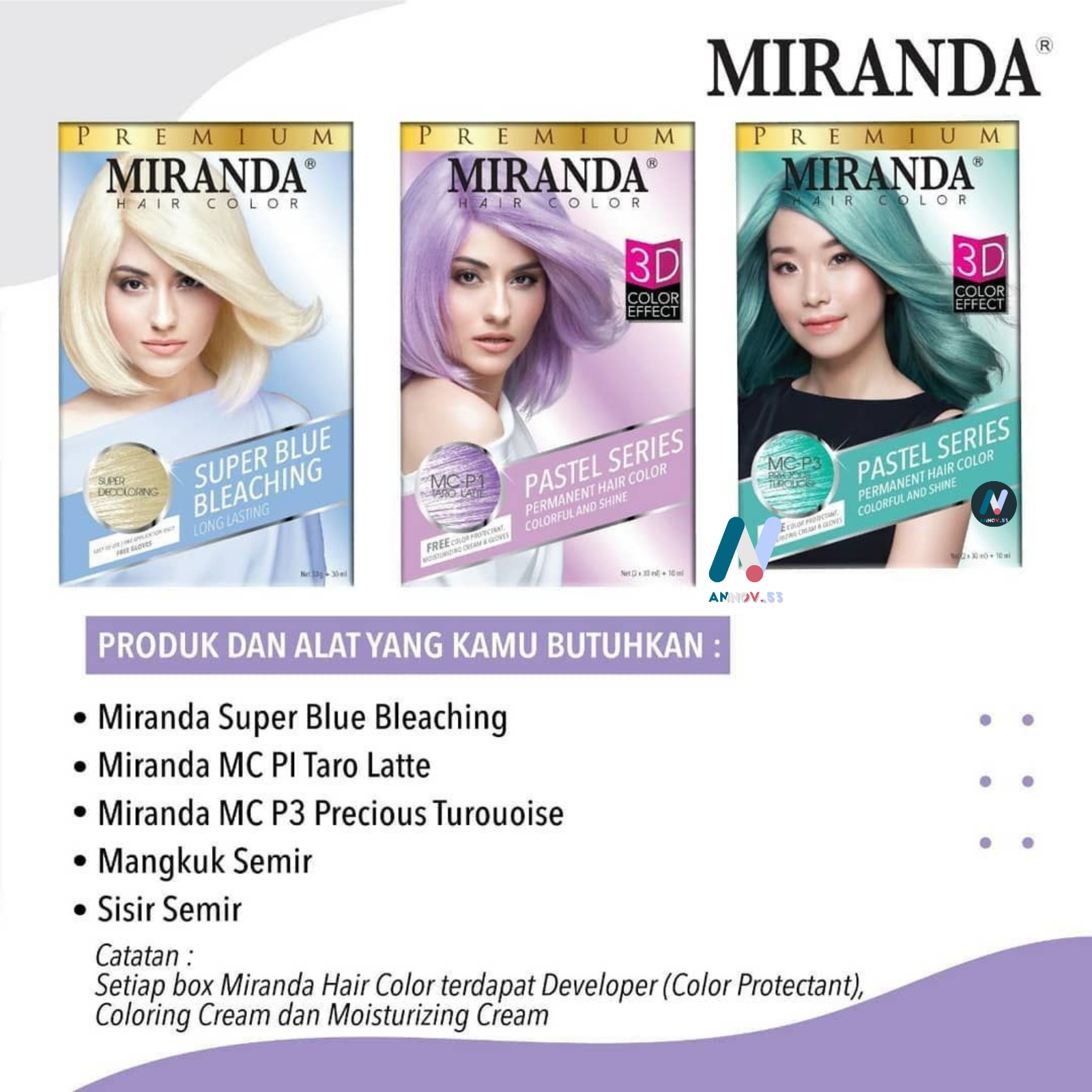 2X MIRANDA 3D Permanent Hair Dye Shine Color Pastel #MC-P3 Precious Turquoise | eBay