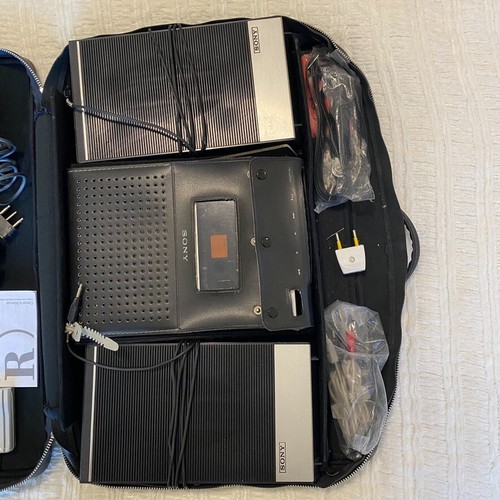 Vintage Sony Cassette Stereo case TC-124CS + 2 speakers + microphone ...