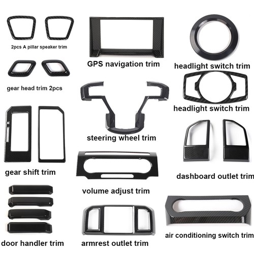 19pc Carbon Fiber Full Interior Decoration Frame Cover Trim For Ford ...