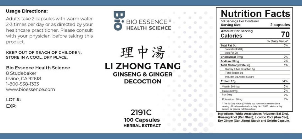 2191C Li Zhong Tang/Ginseng & Ginger Decoction 100 Caps (2 Bottles) | eBay