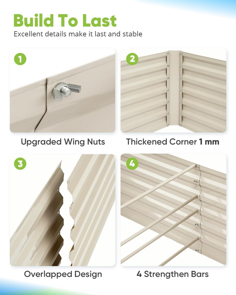 Galvanized Raised Garden Bed 8X4X2 Ft Tall Metal Planter Box for ...