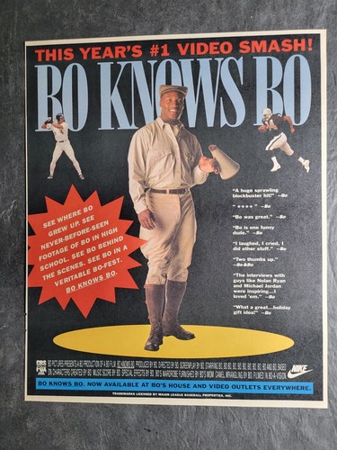 Bo Jackson Bo Knows VHS Promo Print Advertisement Vintage 1991 | eBay