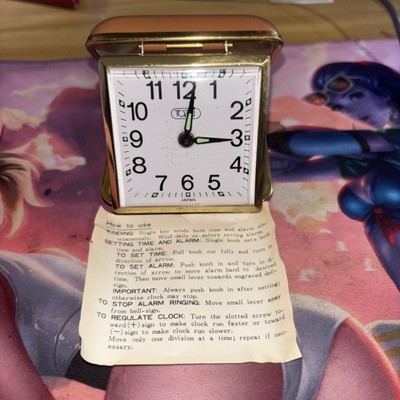 Vtg Tozaj Japan Travel Alarm Clock in Folding Case Brown With ...