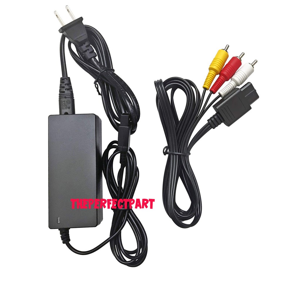 AC Adapter Power Supply & AV Cable Cord For Nintendo GameCube GC ...