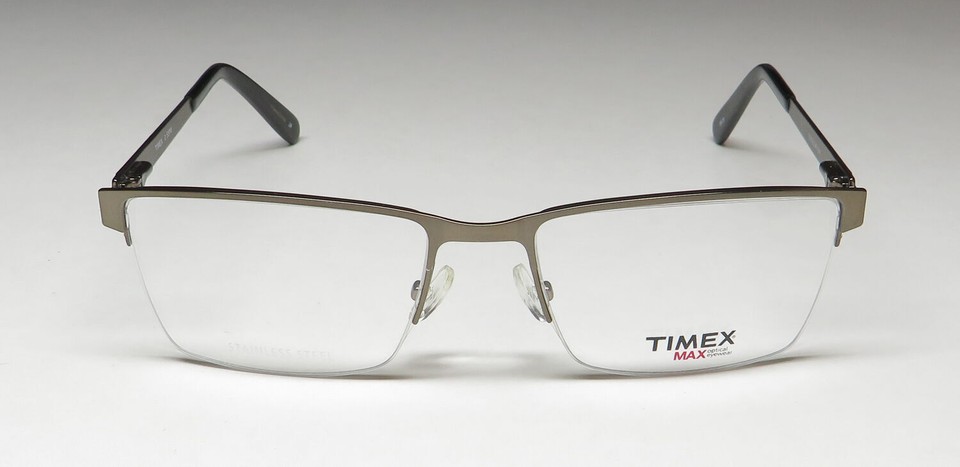 NEW TIMEX 2:53 PM EYEGLASS FRAME MENS METAL & PLASTIC DESIGNER HALF-RIM ...