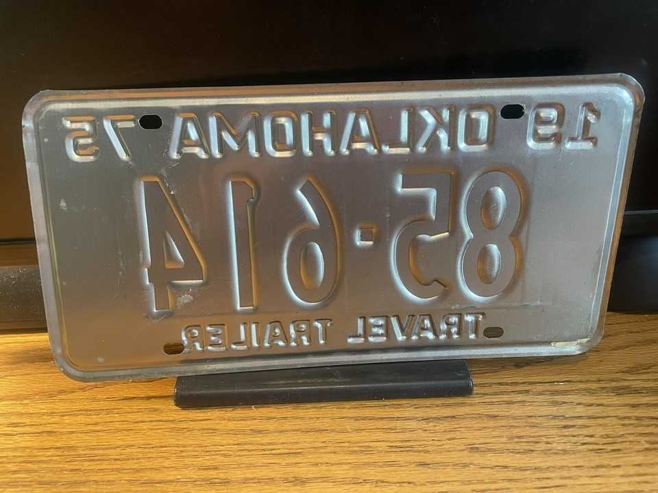 1975 OKLAHOMA NATIVE AMERICAN TRAVEL TRAILER LICENSE PLATE NOS RARE HTF ...