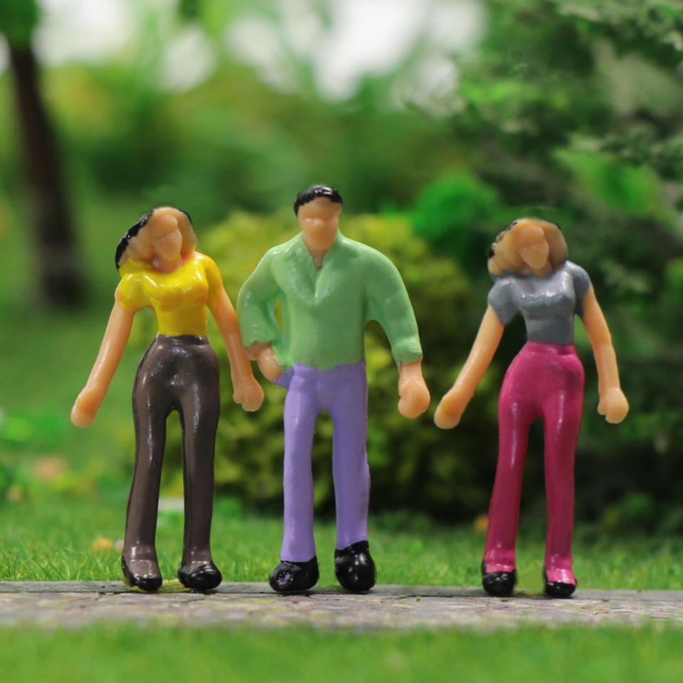 100pcs Model Trains 1:75 Painted Figures OO scale People P75W Standing ...