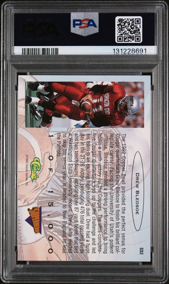1993 CLASSIC SUPERHERO COMICS SUPERHERO COMICS #SS2 DREW BLEDSOE PSA 10 ...