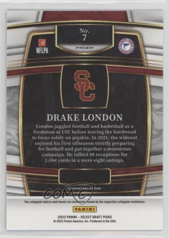 2022 Select Draft Picks Concourse Green Squares Prizm Drake London #7 ...