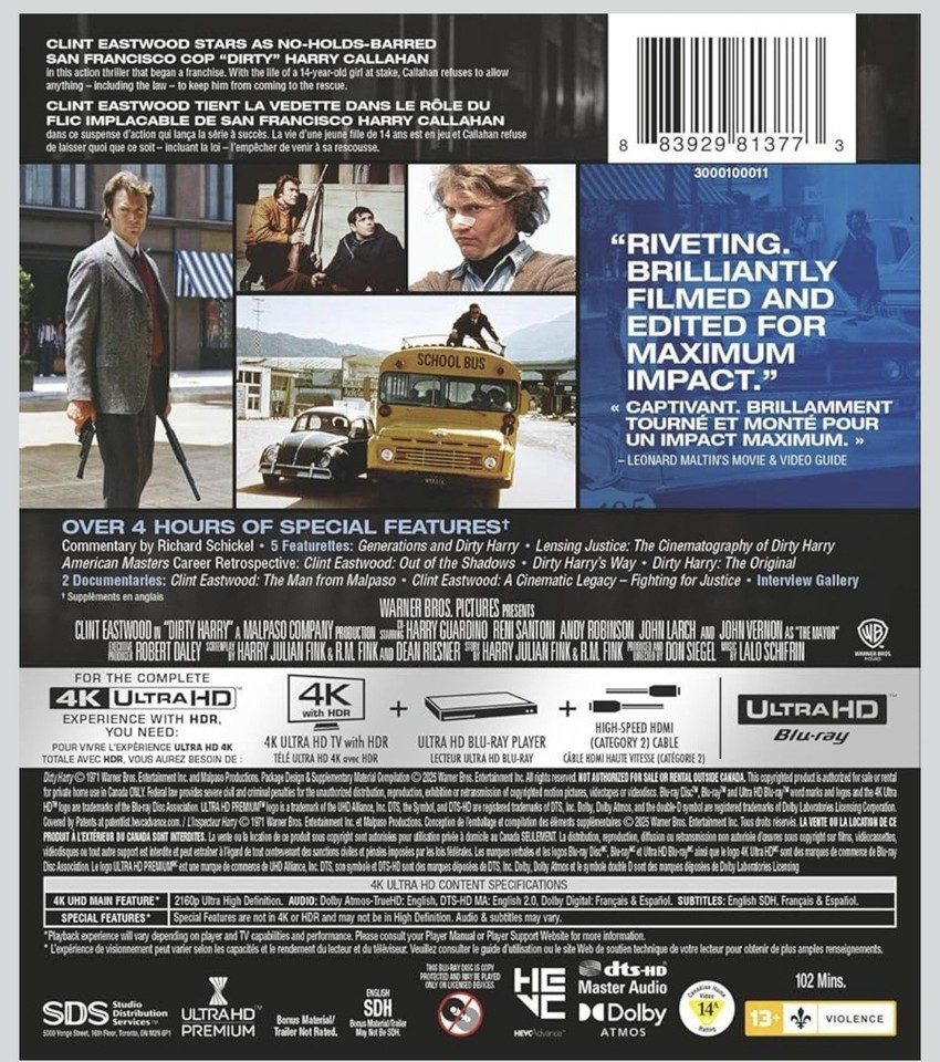 DIRTY HARRY 4K ULTRA HD SET with Clint Eastwood & Andrew Robinson ...