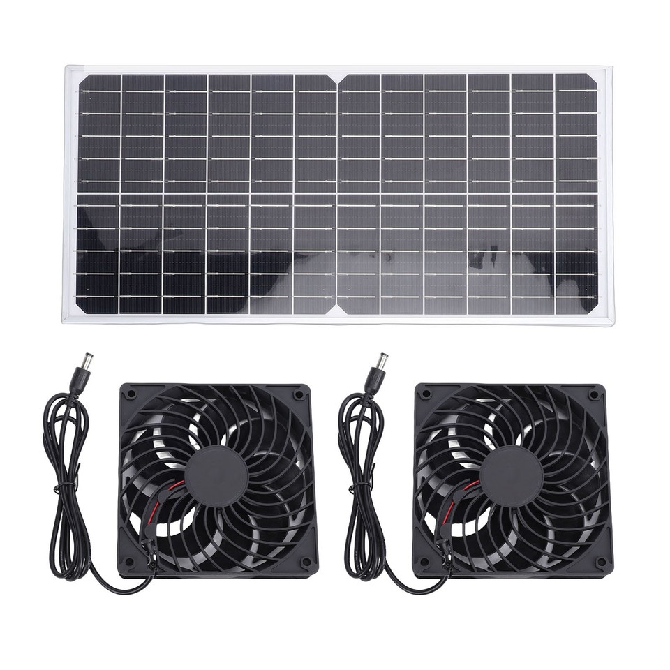 Solar Powered Fan Kit 16W Monocrystalline Solar Panel Dual Exhaust Fans ...