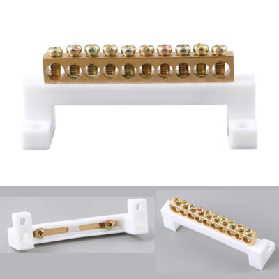 10 Holes Copper Neutral Bar Ground Terminal Row Wire Screw Distribution ...