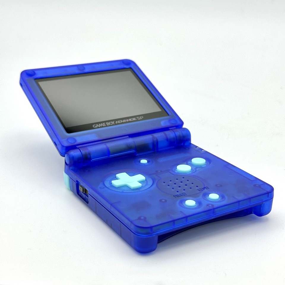 Gameboy Advance SP IPS V2 Modded Backlit Transparent Dark Blue & Teal ...