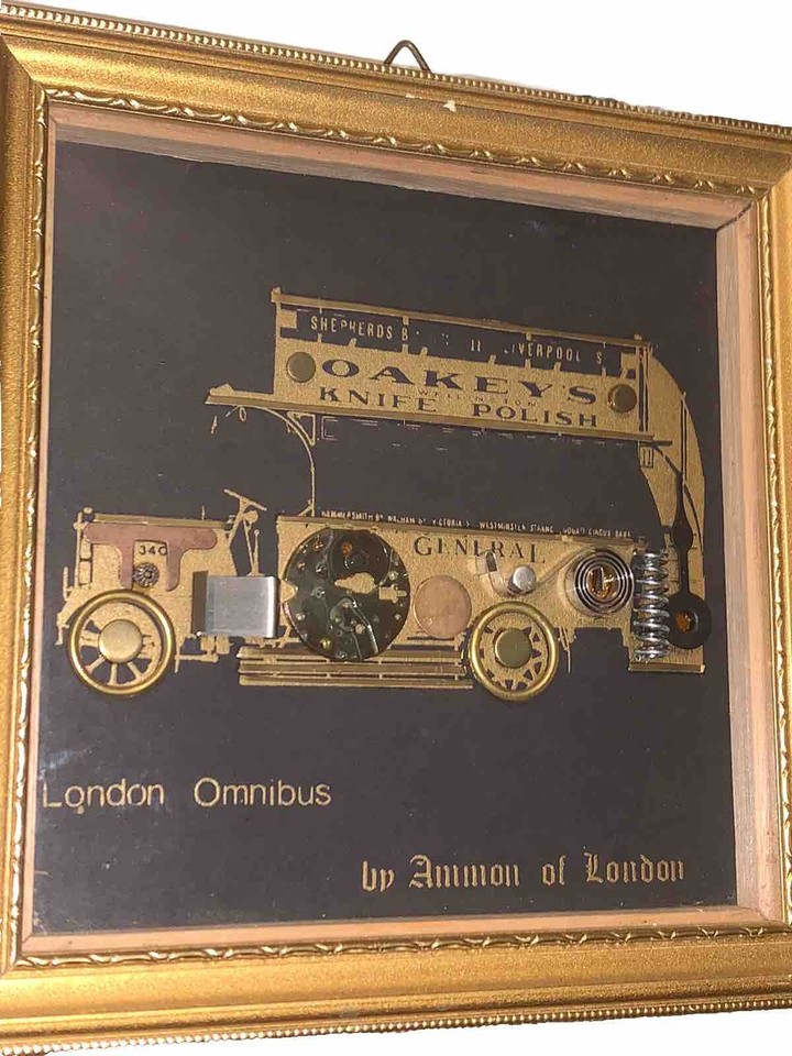 Vintage London Omnibus By Ammon Of London Clock Watch Gear Frame 5 7/8 ...