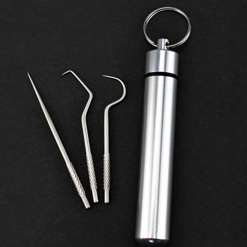 7/5/4/3X Portable Stainless Steel Toothpick Kit Pocket Toothpick Floss ...