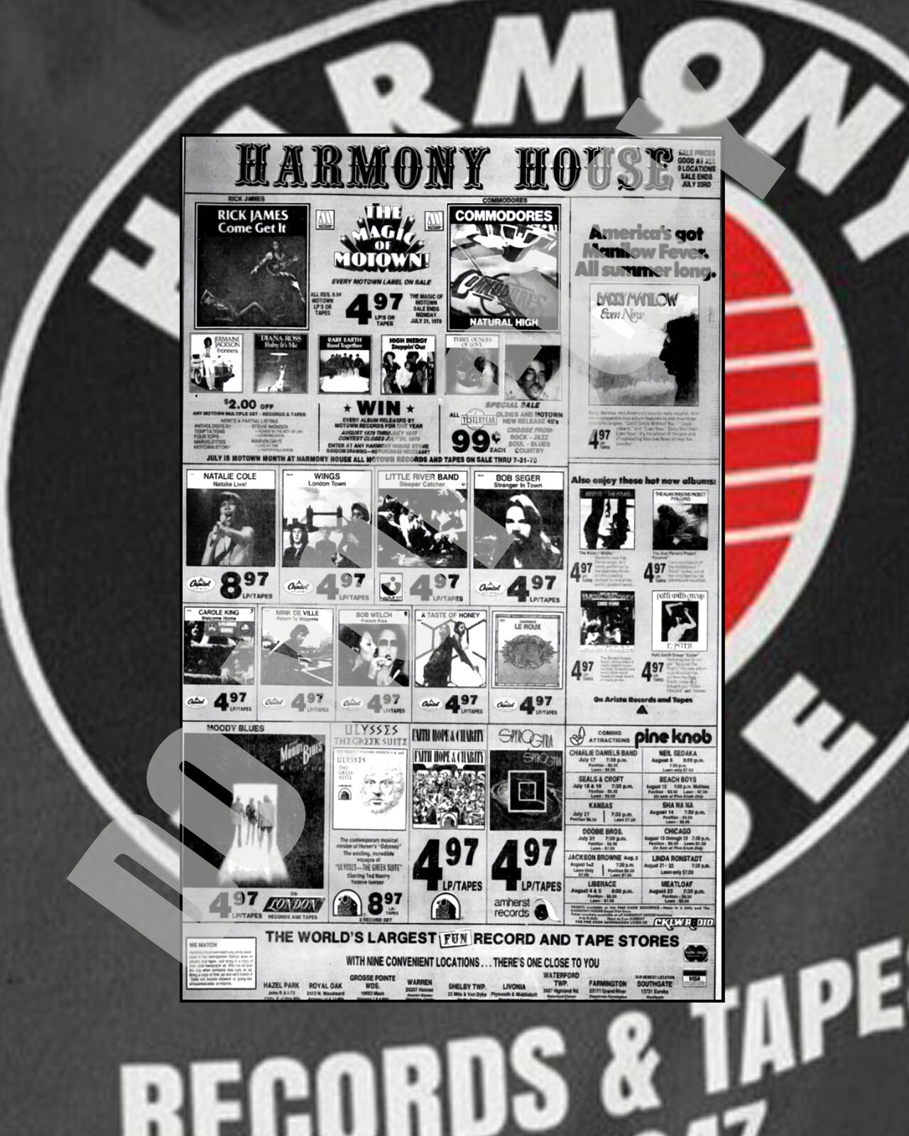 Metro Detroit Harmony House Record Tape Stores Old Newspaper Ad Seger ...