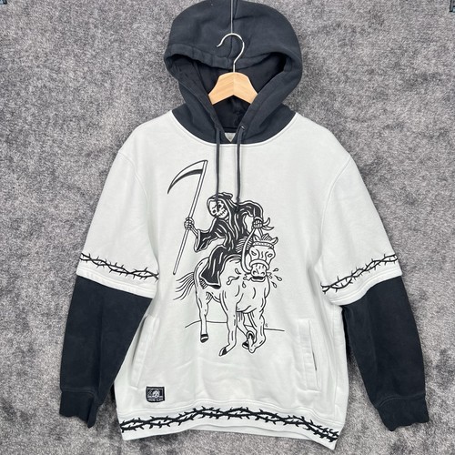Y2K Lurking Class Grim Reaper Horse Graphic Hoodie Men XL Sweatshirt ...