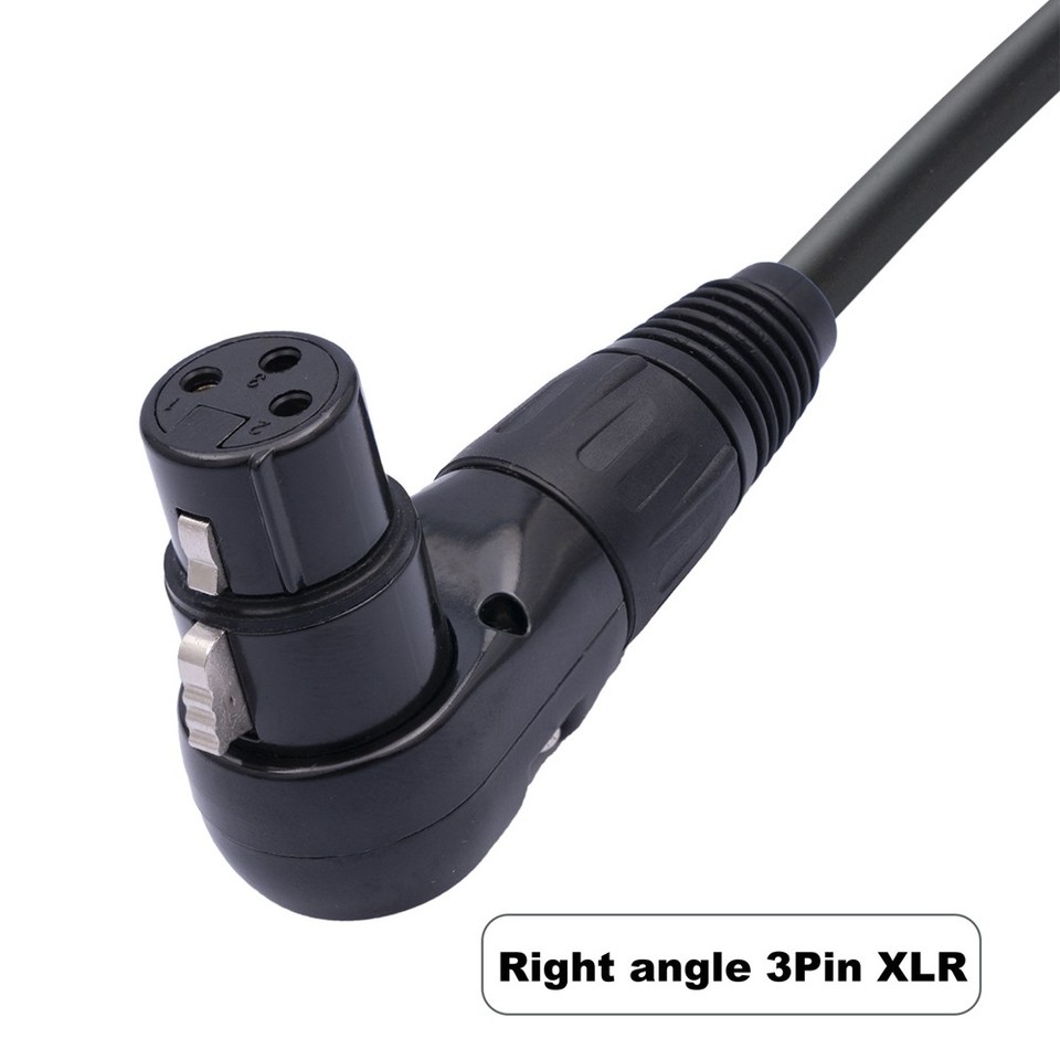 2Pcs 3 Pin XLR Right Angle Male to Female Plug Microphone Audio Cable ...