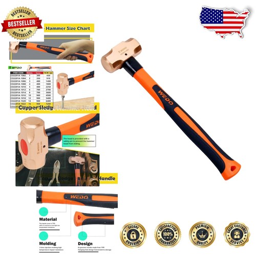 Advanced Safety Copper Sledge Hammer with Fiberglass Handle - 3lb ...