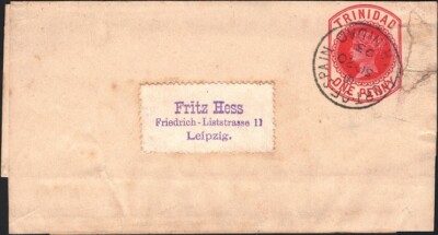 TRINIDAD, 1893. Wrapper QV H&G E2, Port of Spain - Leipzig | eBay