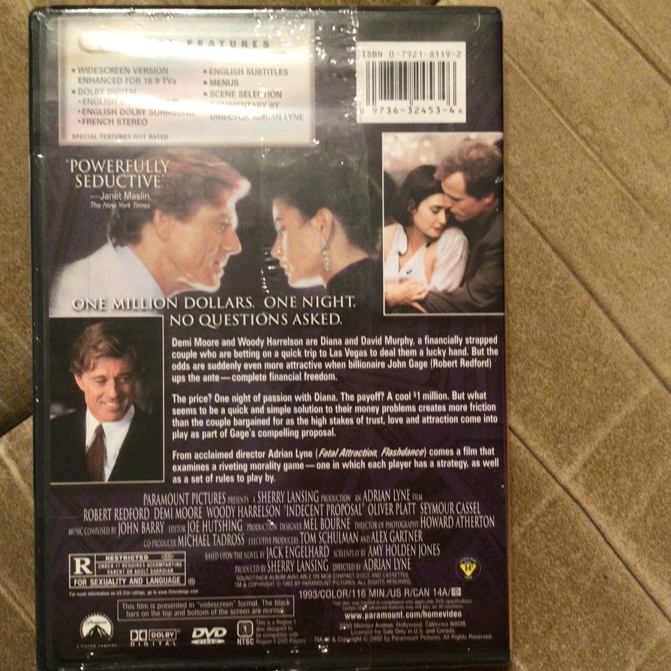 Indecent Proposal (DVD, 2002) R Redford, D Moore, W Harrelson (Sealed ...