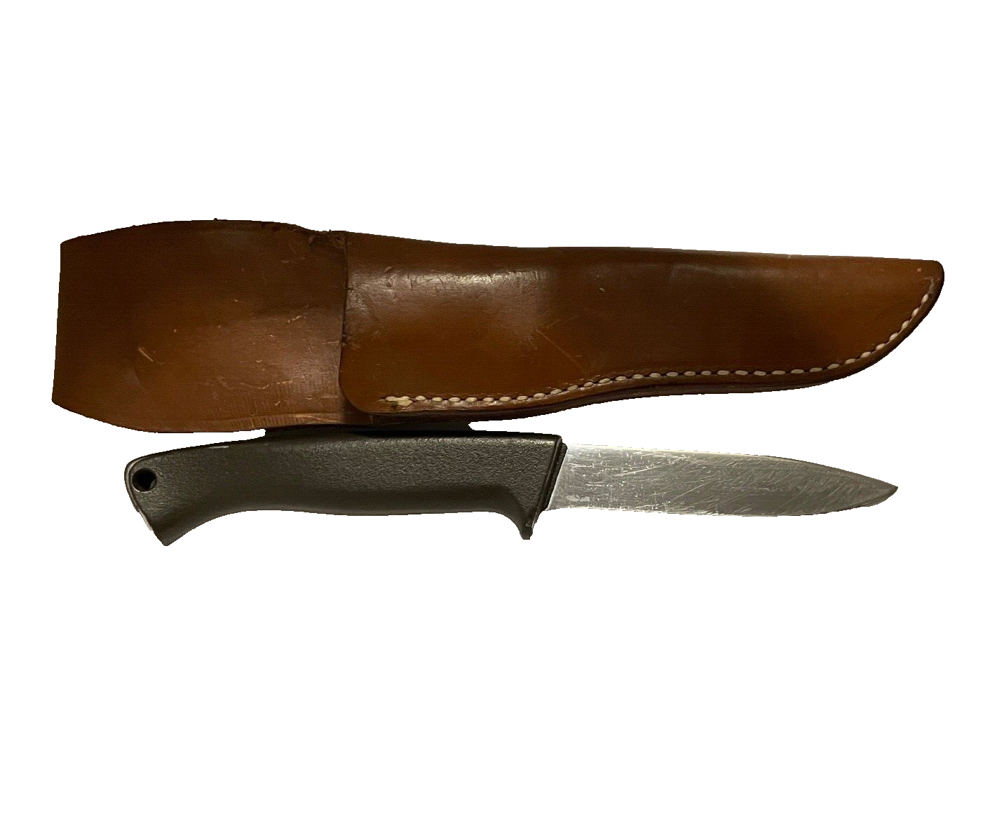 VINTAGE GERBER Carbon Steel A400 ARMORHIDE HANDLE KNIFE AND SHEATH RARE ...