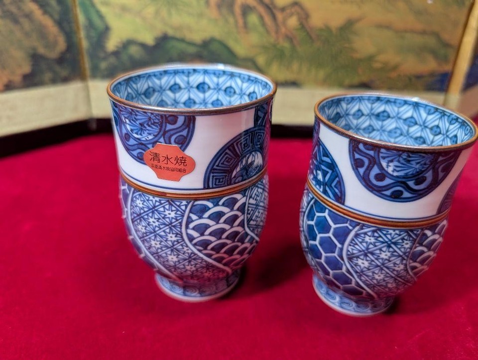 Kyoto Ware Heian Iraku Teacup Pair Shozuimaru Crest 6.2×9.5cm Unused | eBay