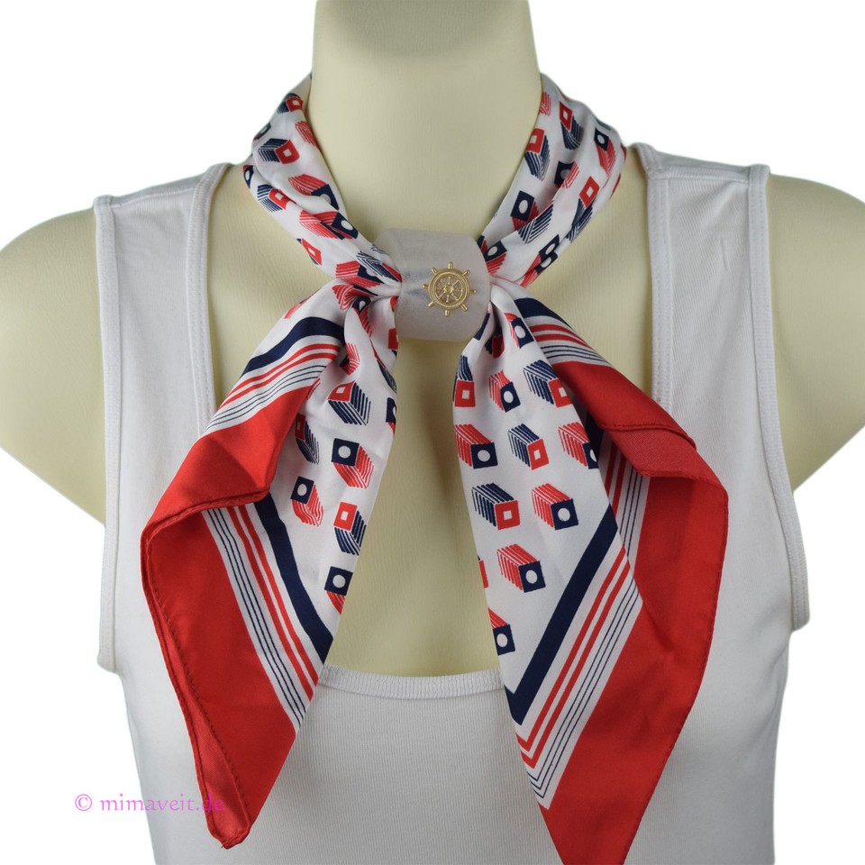 Halstuch Tuch rot mit Marine Anhänger Schalhalter Seestern Steuerrad ...