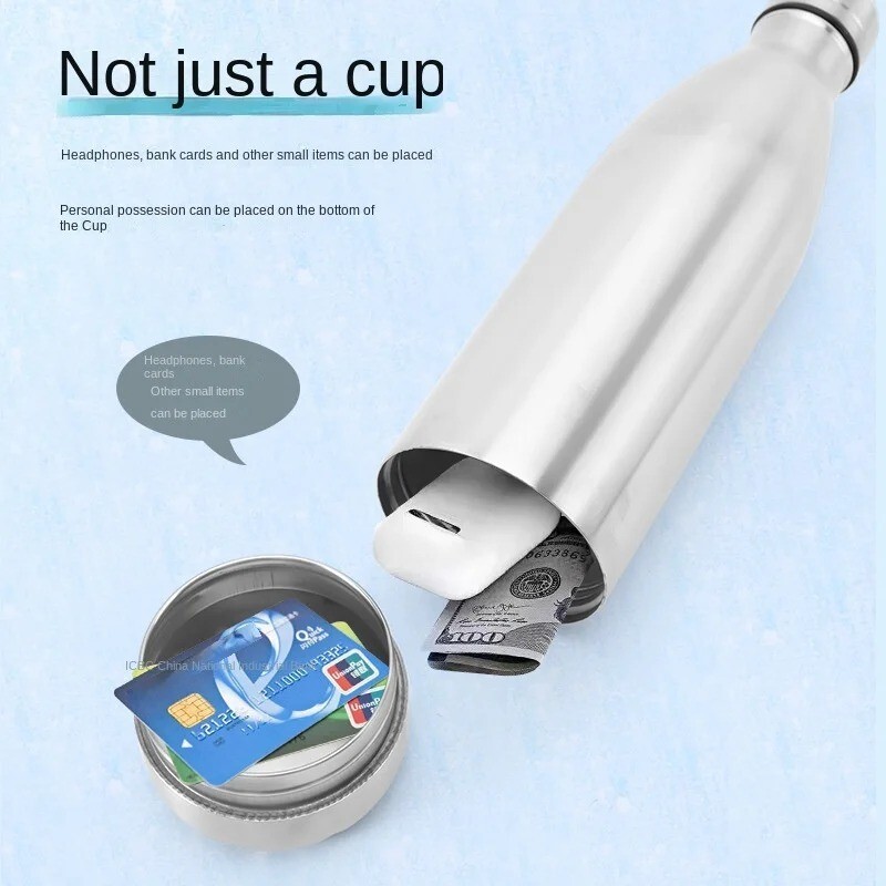 Hidden Compartment Real Steel Water Bottle – Secret Stash Safe ...