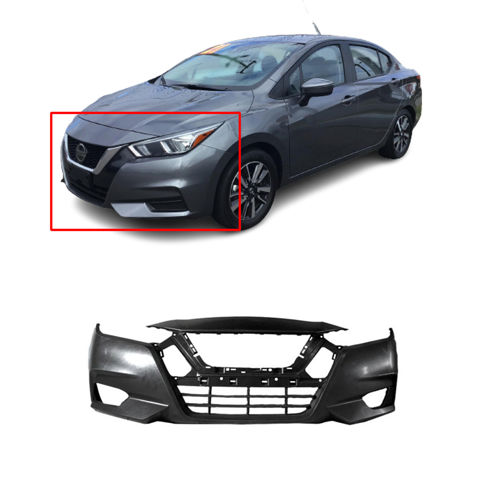 Front Bumper Cover For 2020-2022 Nissan Versa Primed 620225EE0J ...