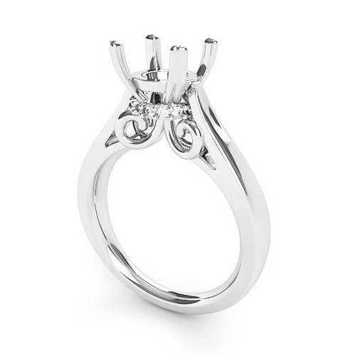 Round 10mm Semi Mount Ring Setting 925 Sterling Silver Side Stone Topaz ...