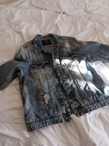 Zara Man Damaged Light Blue Denim Jacket XL Used | eBay
