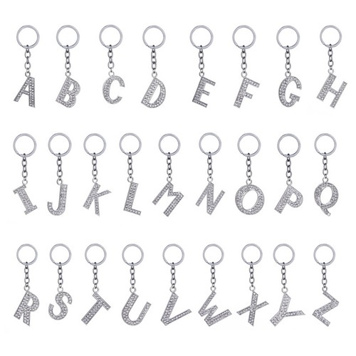 Crystal Alphabet Initial Letter Key Ring Chain Unisexe Keychain Letters ...