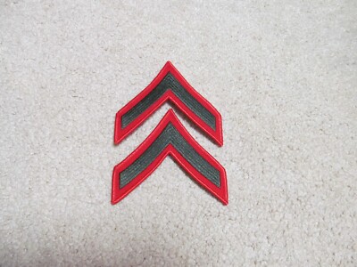 USMC Rank patches, used, PFC 1 set red/green, Marines | eBay