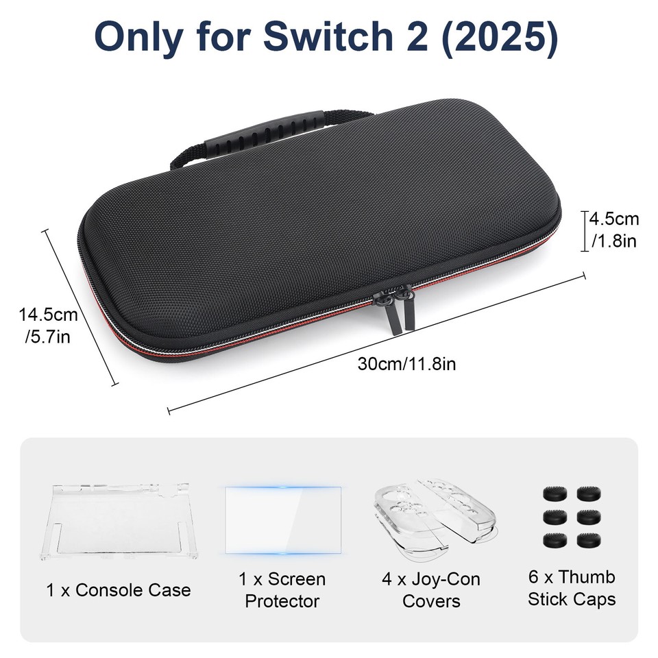 11pcs Carrying Case For Nintendo Switch 2 Dockable Case +HD Screen ...