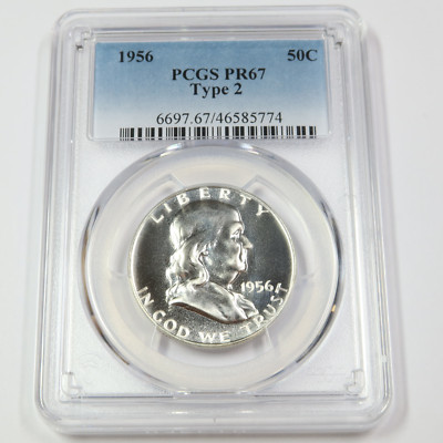 1956 P PCGS PR67 TYPE 2 - Silver Ben Franklin Half Dollar - 50c US Coin ...